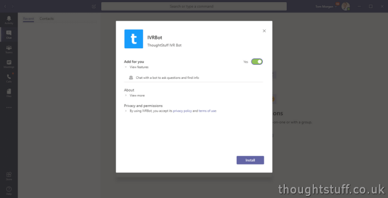 Creating a Microsoft Teams IVR Bot Part 3 – The Teams App | The thoughtstuff Blog